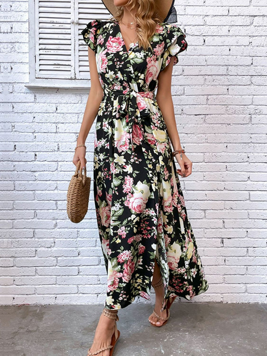 Floral Tie-Waist Split Dress - Believe Inspire Beauty – Believe Inspire ...