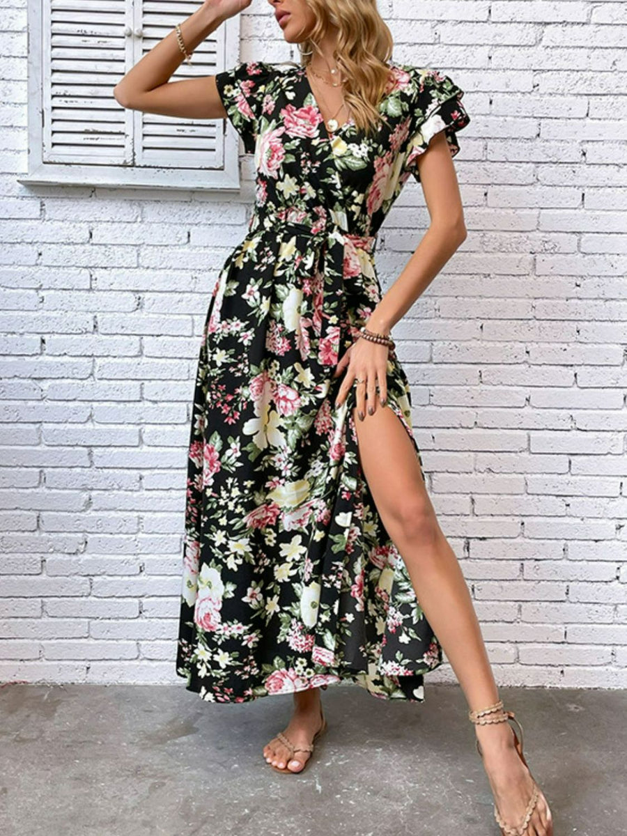 Floral Tie-Waist Split Dress - Believe Inspire Beauty – Believe Inspire ...